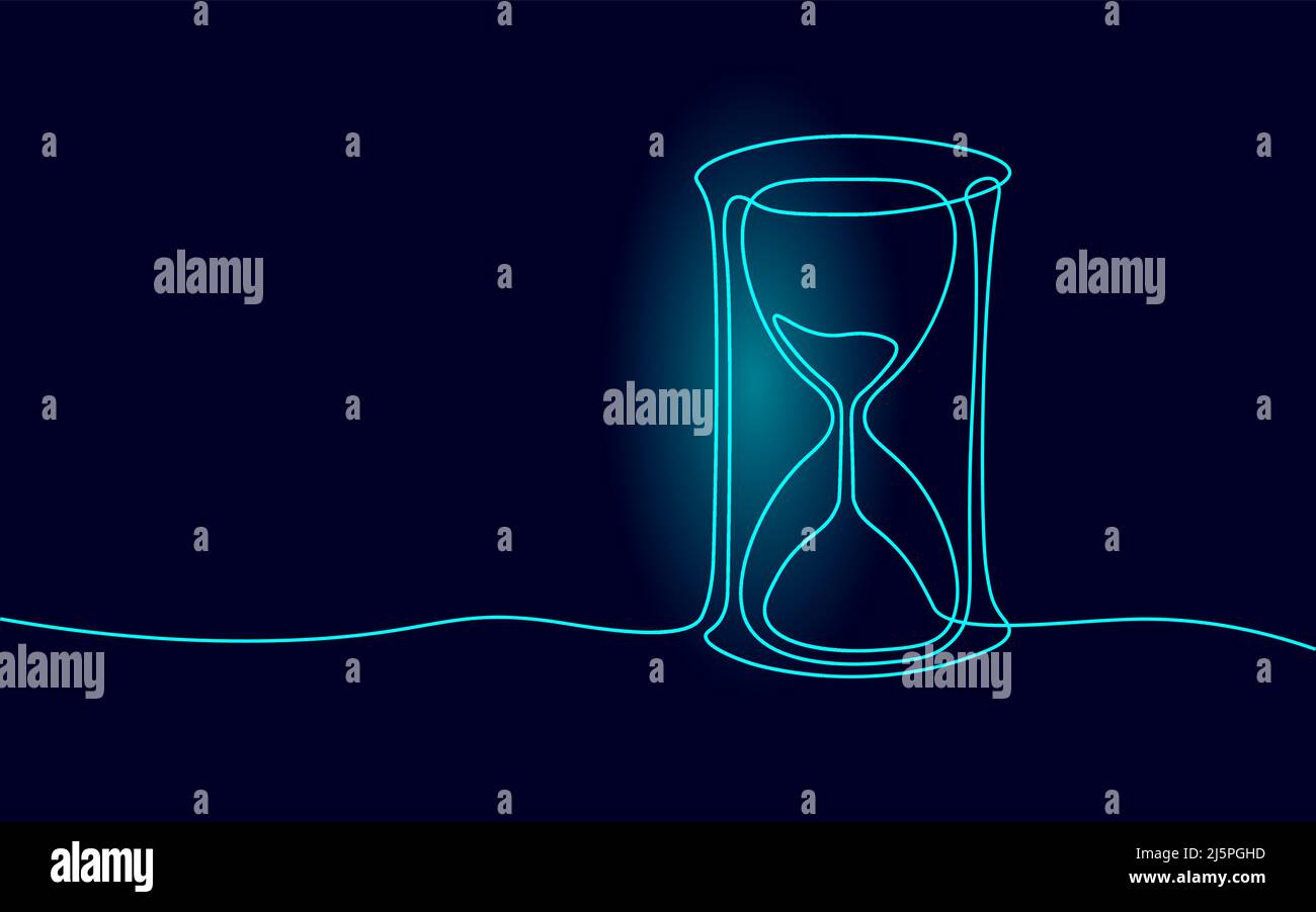 Hourglass continuous line time of life concept. Deadline present future ...
