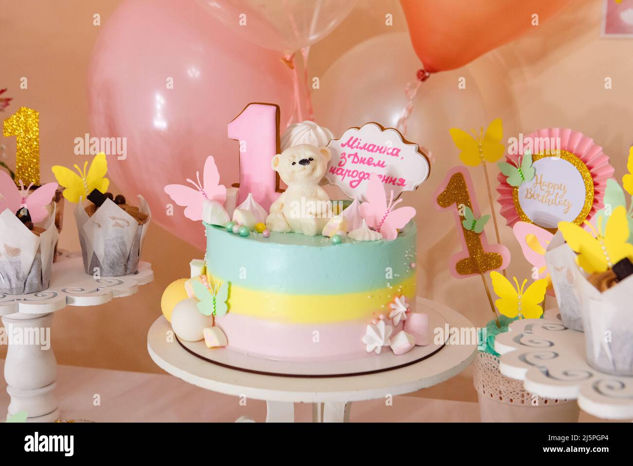 sweet counter with cakes and candies Stock Photo - Alamy