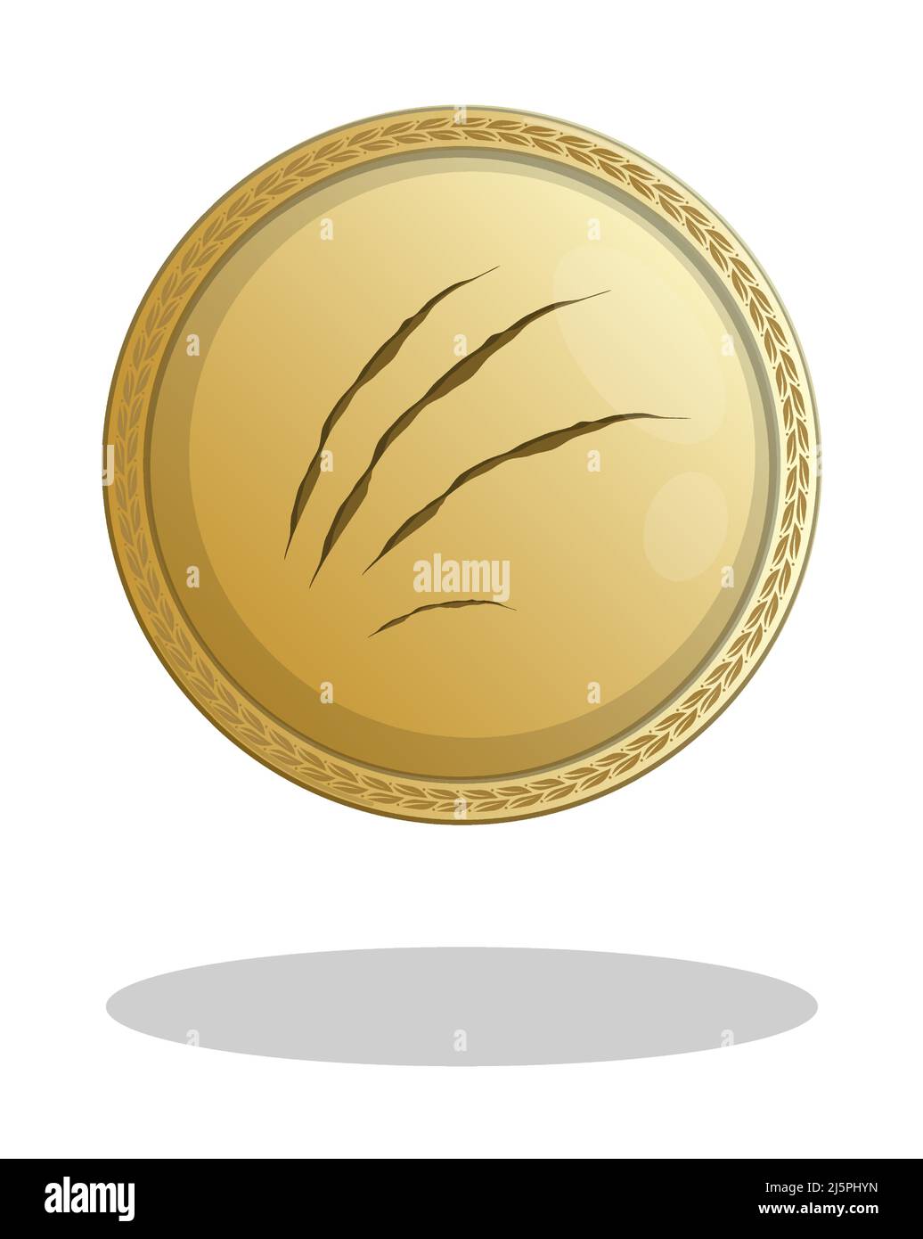 Bronze round shield of gladiator with traces of wild beast claws ...