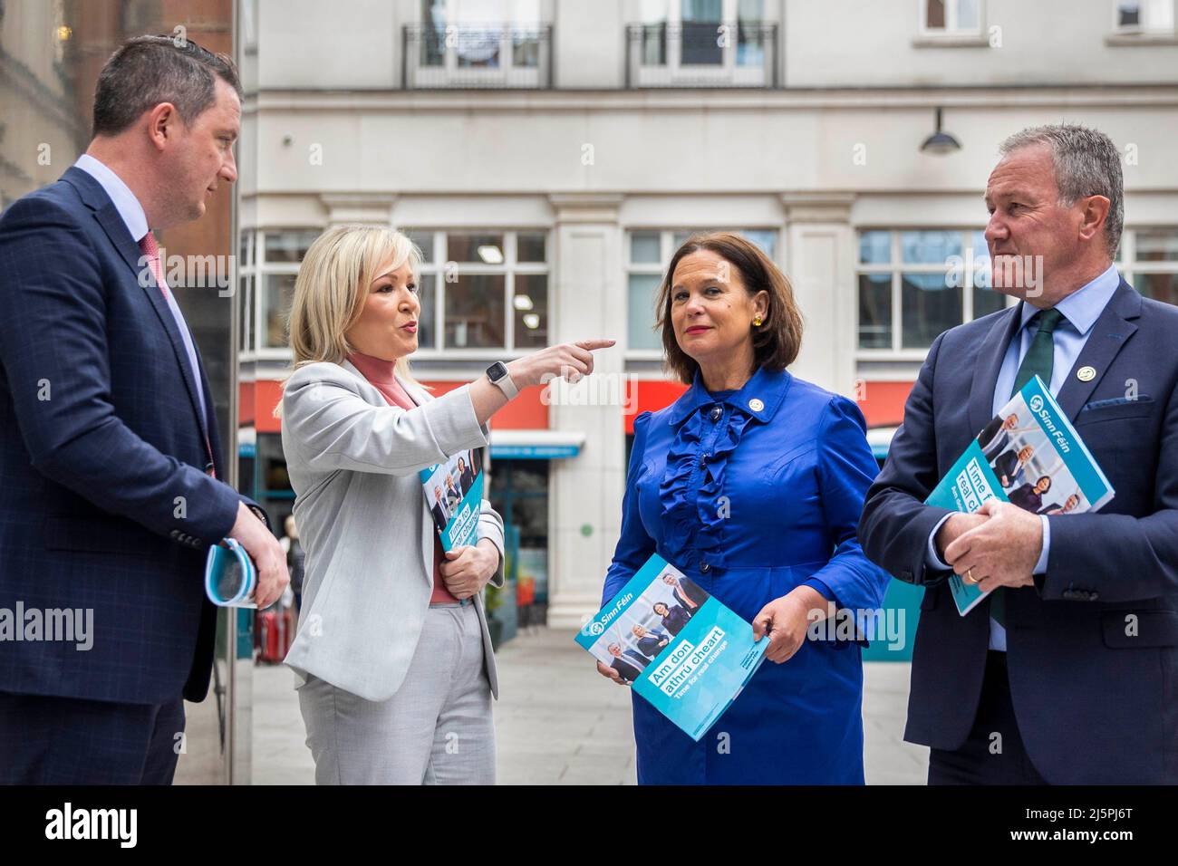 (left to right) John Finucane MP, Sinn Fein Vice-President Michelle O ...