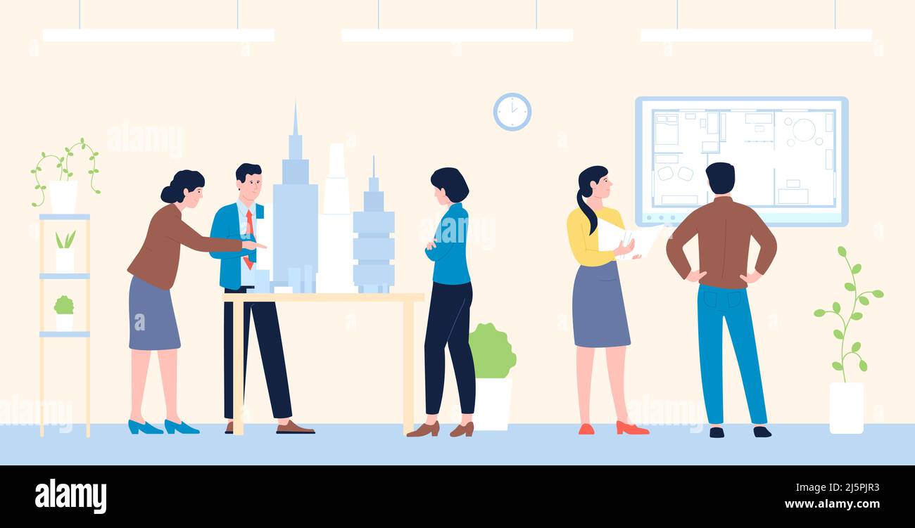 Architect office meeting. Engineer and contractor discussion ...