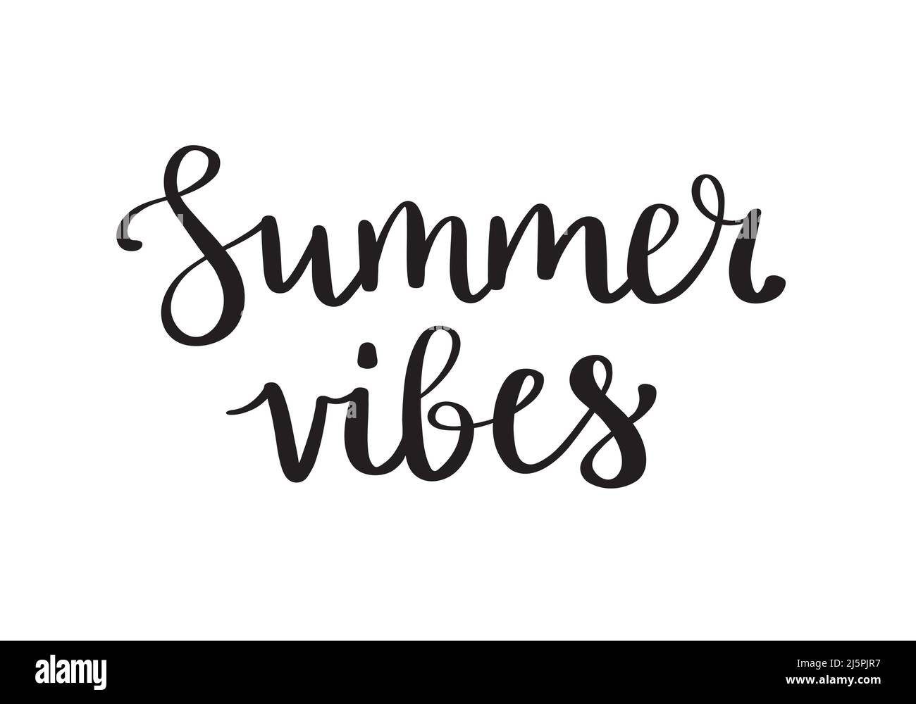 Summer vibes hand written calligraphy. Holiday postcard or poster ...
