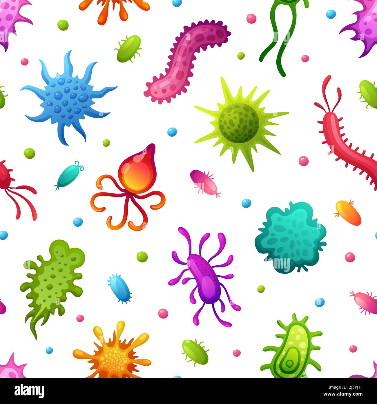 Microbes pattern. Cartoon microbe and infectious viruses background ...
