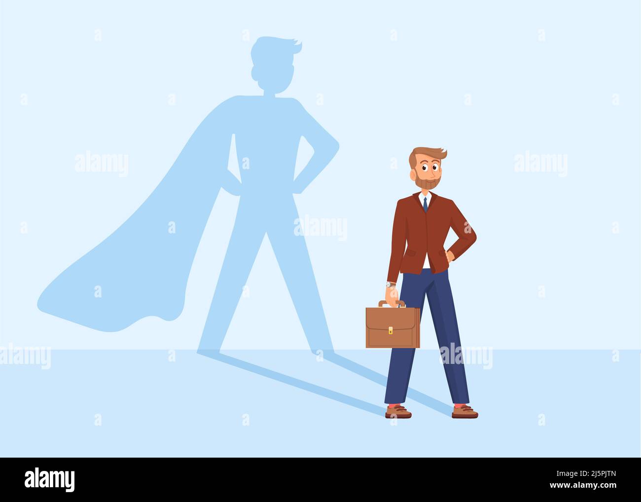 Businessman superhero shadow. Business power, office man transformation ...