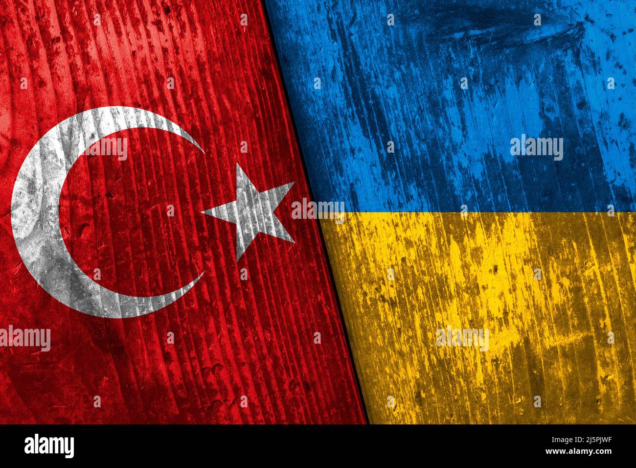 Flags of Turkey and Ukraine on the boards Stock Photo - Alamy