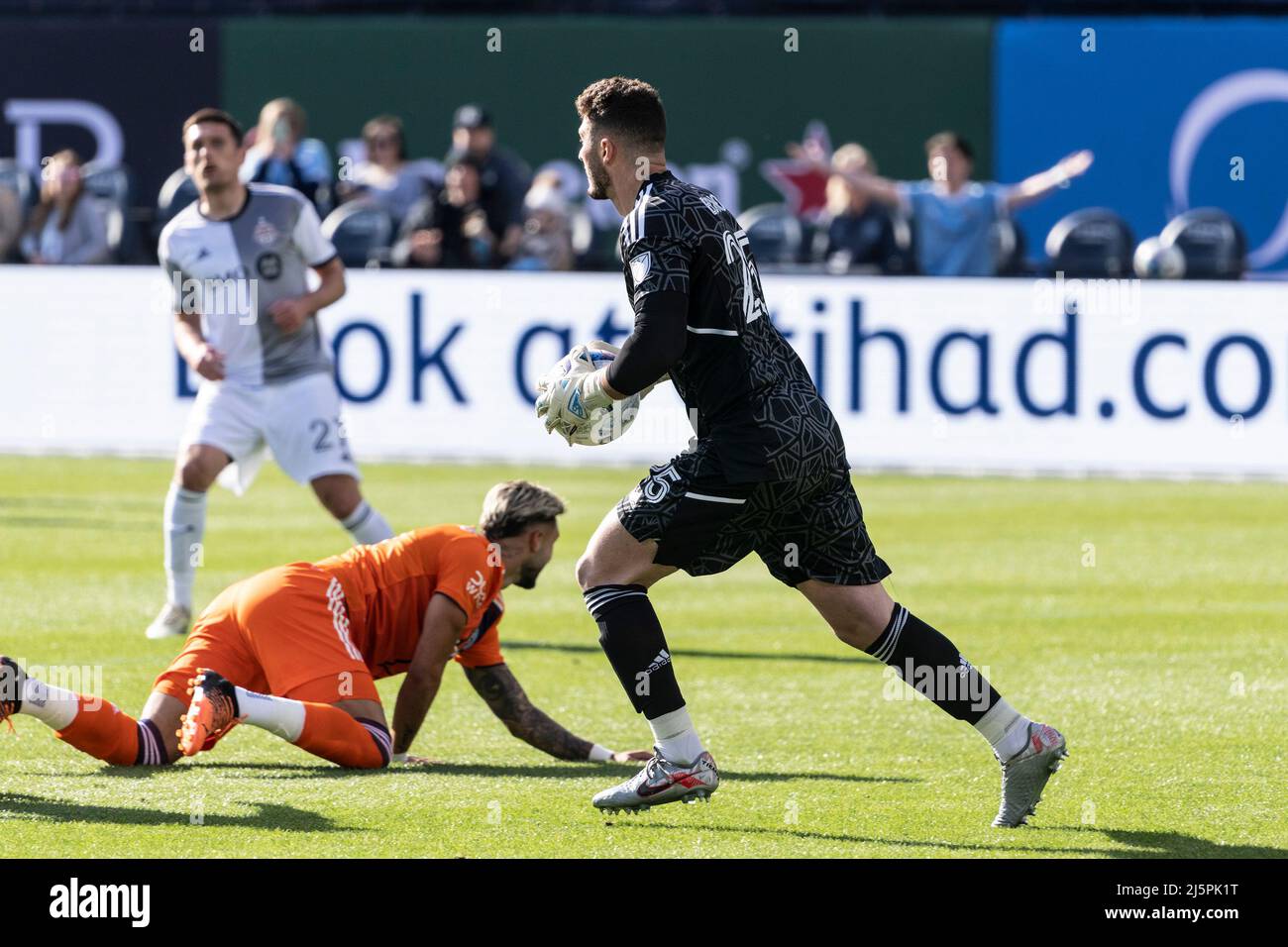 Goalkeeper Alex Bono (25) of Toronto FC saves during MLS regular season ...