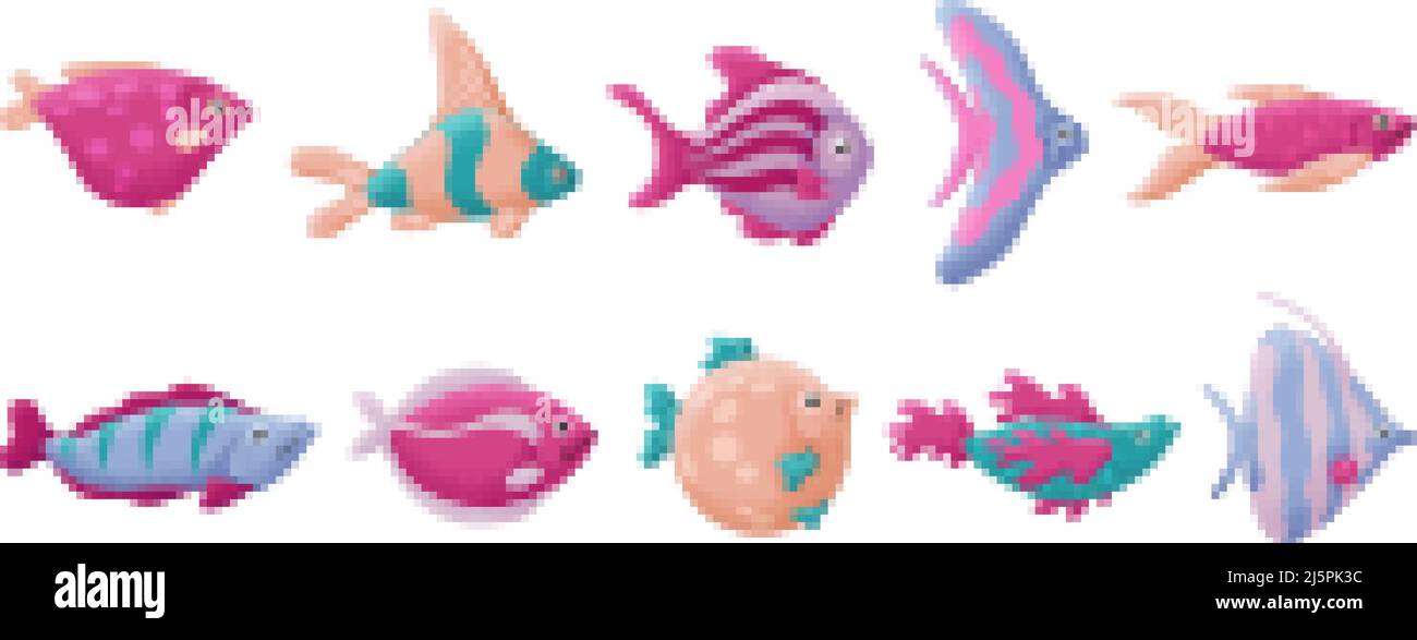 Flat ocean fish. Sea animal, underwater marine creature. Aquarium ...