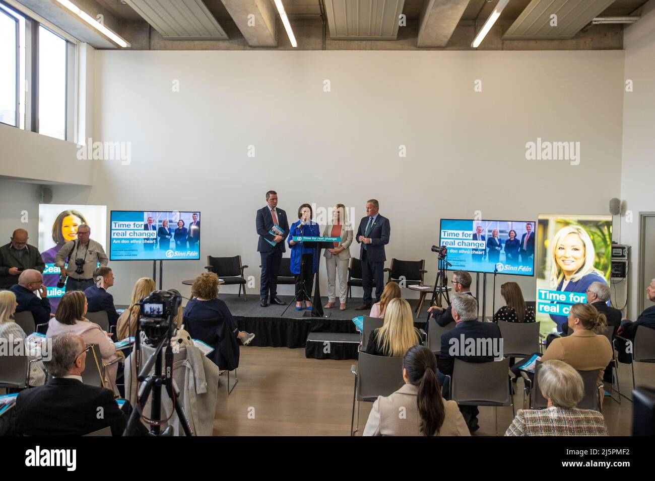 (left to right) John Finucane MP, Sinn Fein President Mary Lou McDonald ...