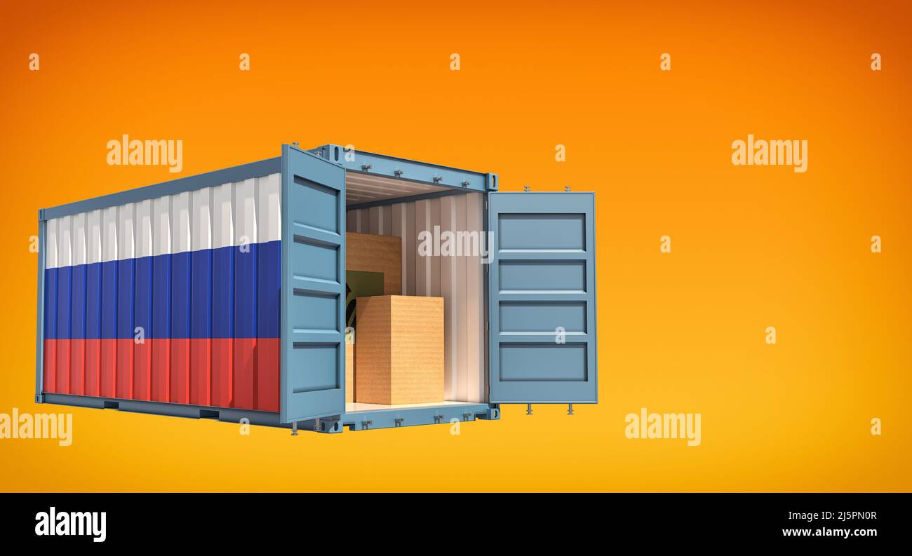 Freight Container with Russia flag. 3D Rendering Stock Photo - Alamy