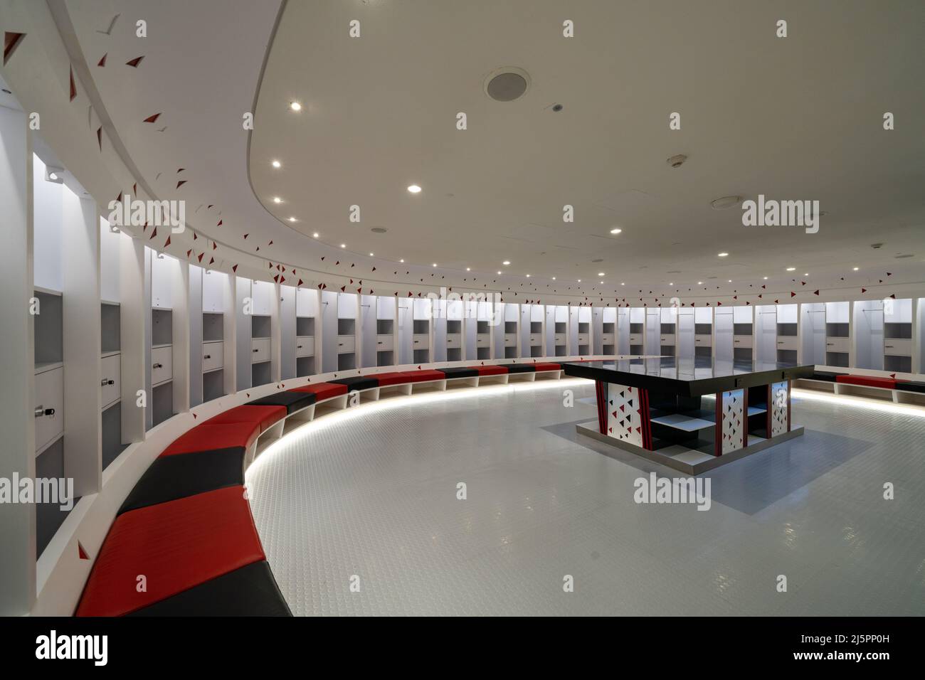 Players changing rooms at Ahmad Bin Ali Stadium, one of the the 8 ...