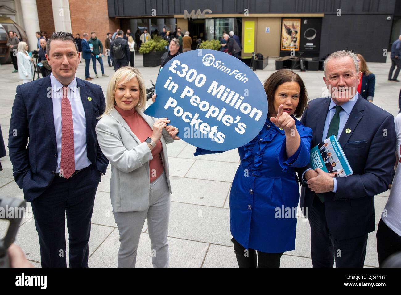(left to right) John Finucane MP, Sinn Fein Vice-President Michelle O ...