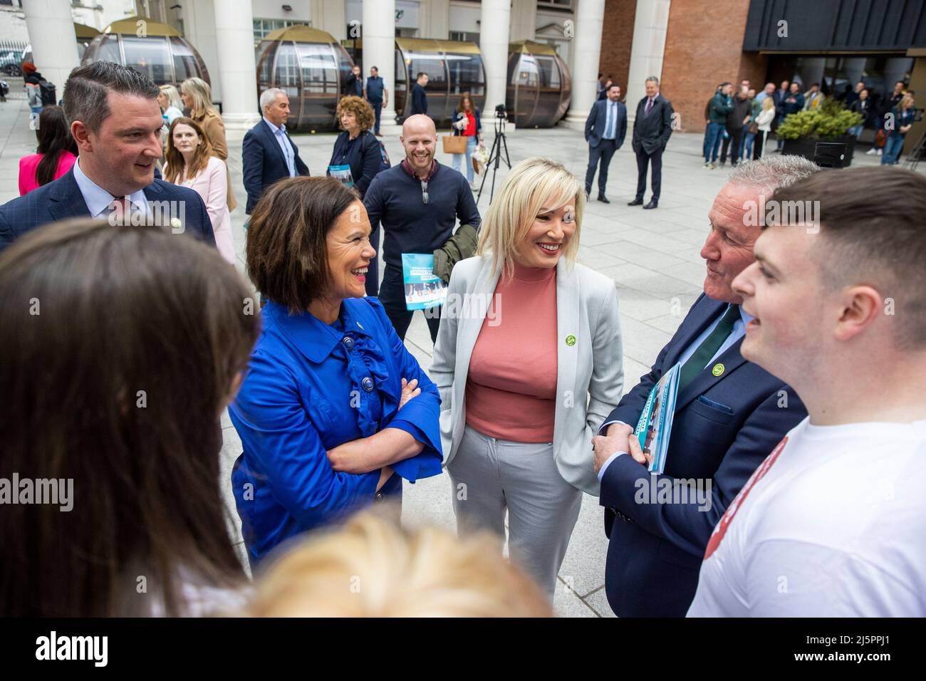 (left to right) John Finucane MP, Sinn Fein President Mary Lou McDonald ...