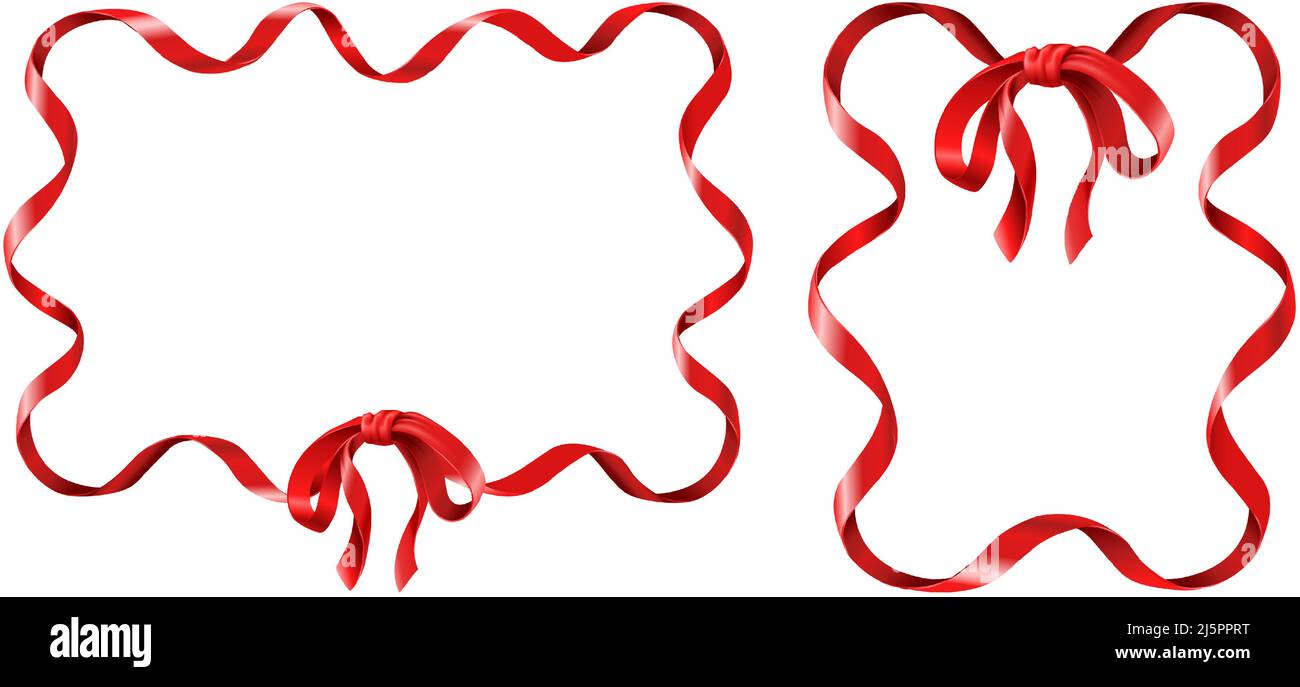 3d realistic icon. Set of red ribbon frames with a bow Stock Vector ...