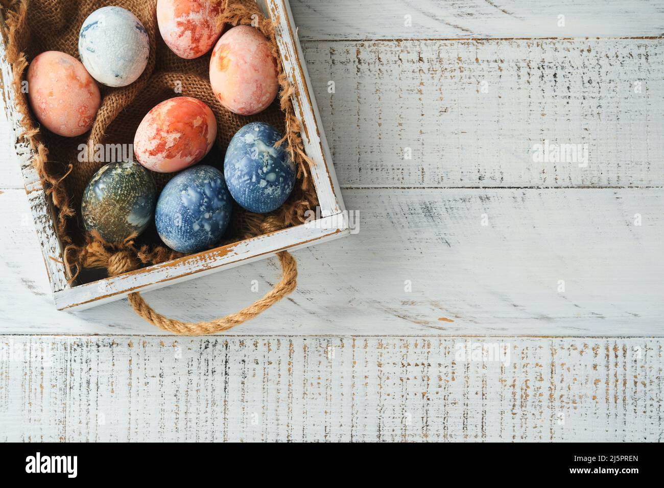Easter eggs. Dyed Easter eggs with marble stone effect ref and blue ...