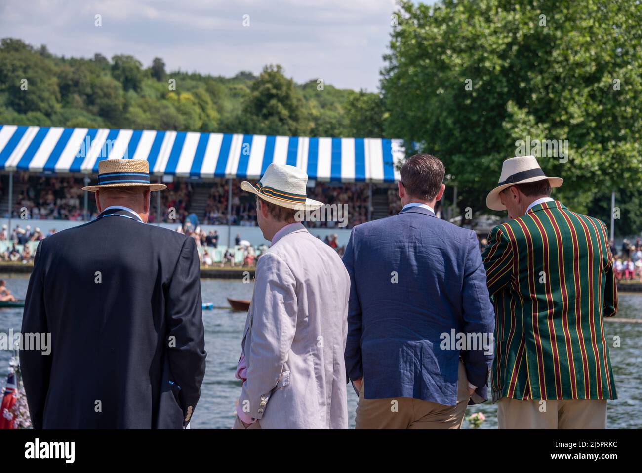 Group of men at the exclusive Phyllis Court Club during Henley Regatta ...