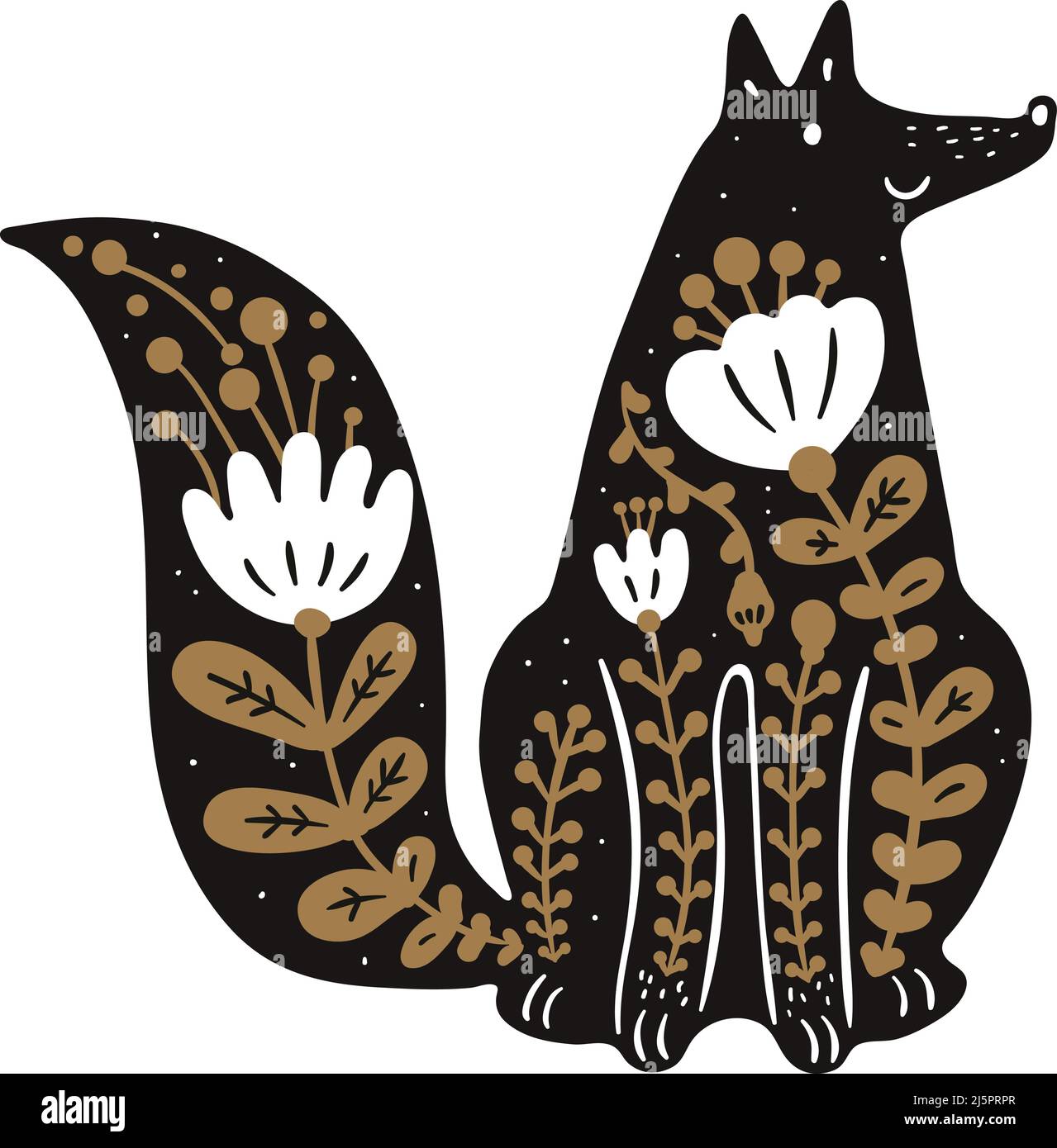 Nordic fox. Scandinavian folklore animal in tribal style Stock Vector ...