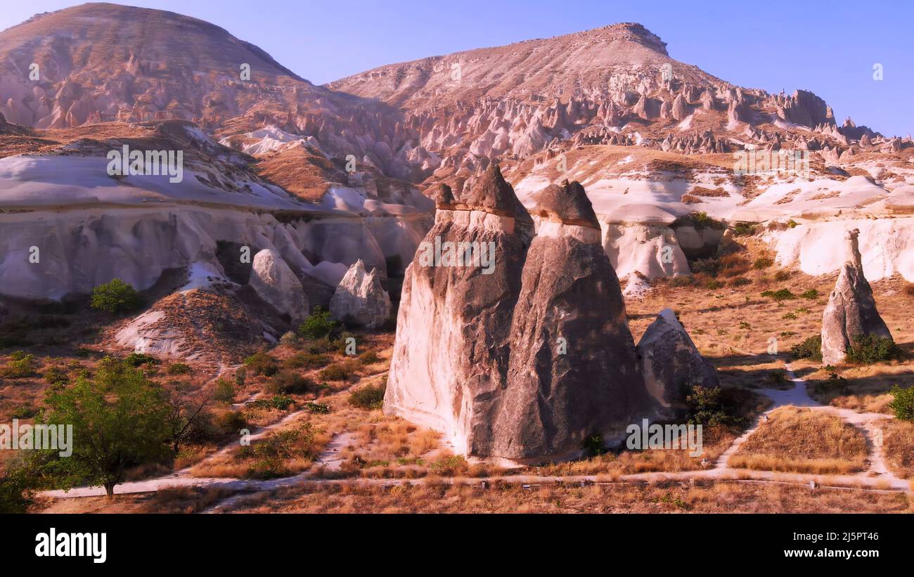 Fairy chimney rock formations in Cappadocia, Turkey Stock Photo - Alamy