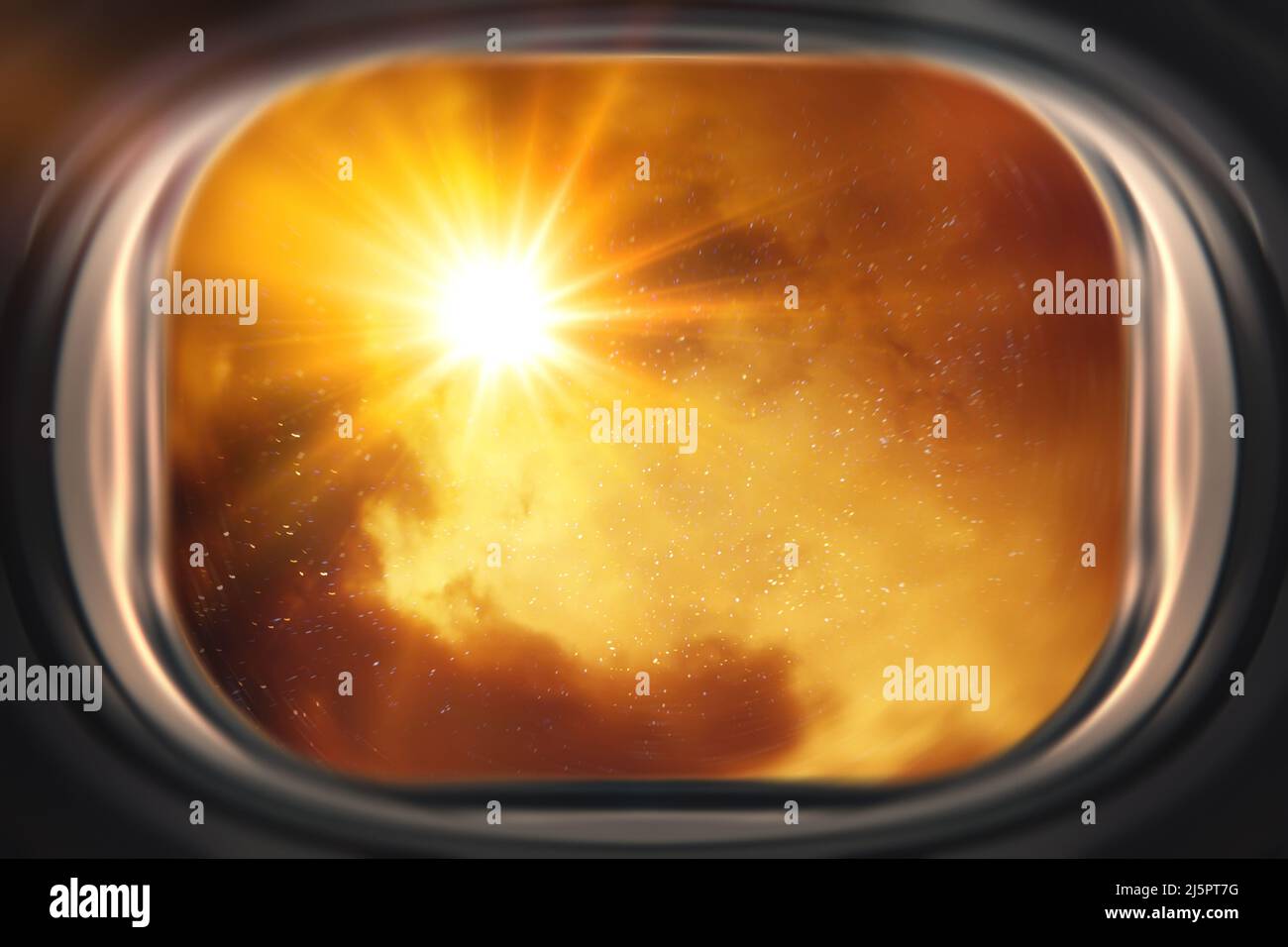 View from a spacecraft window during Interstellar travel Stock Photo ...