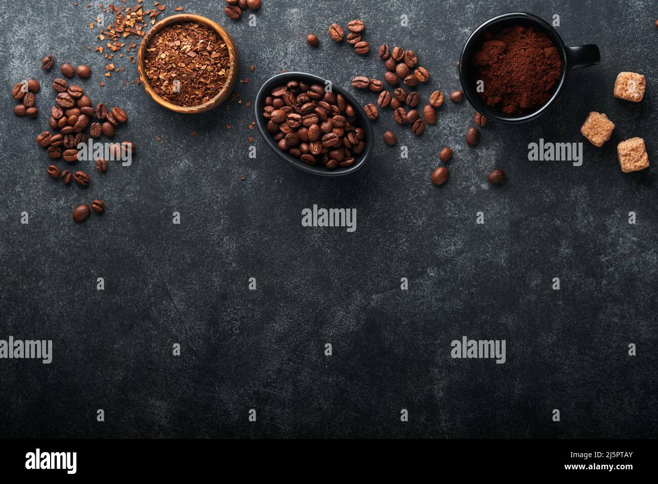 Coffee beans background. Roasted Coffee concept with differents types ...