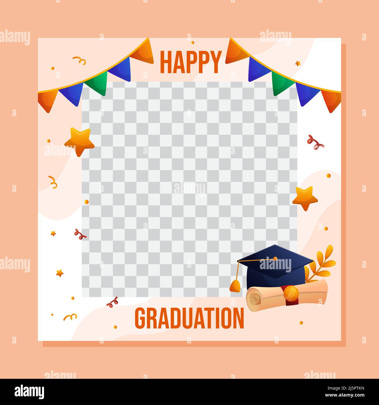 Graduation square social media template with empty space for student ...