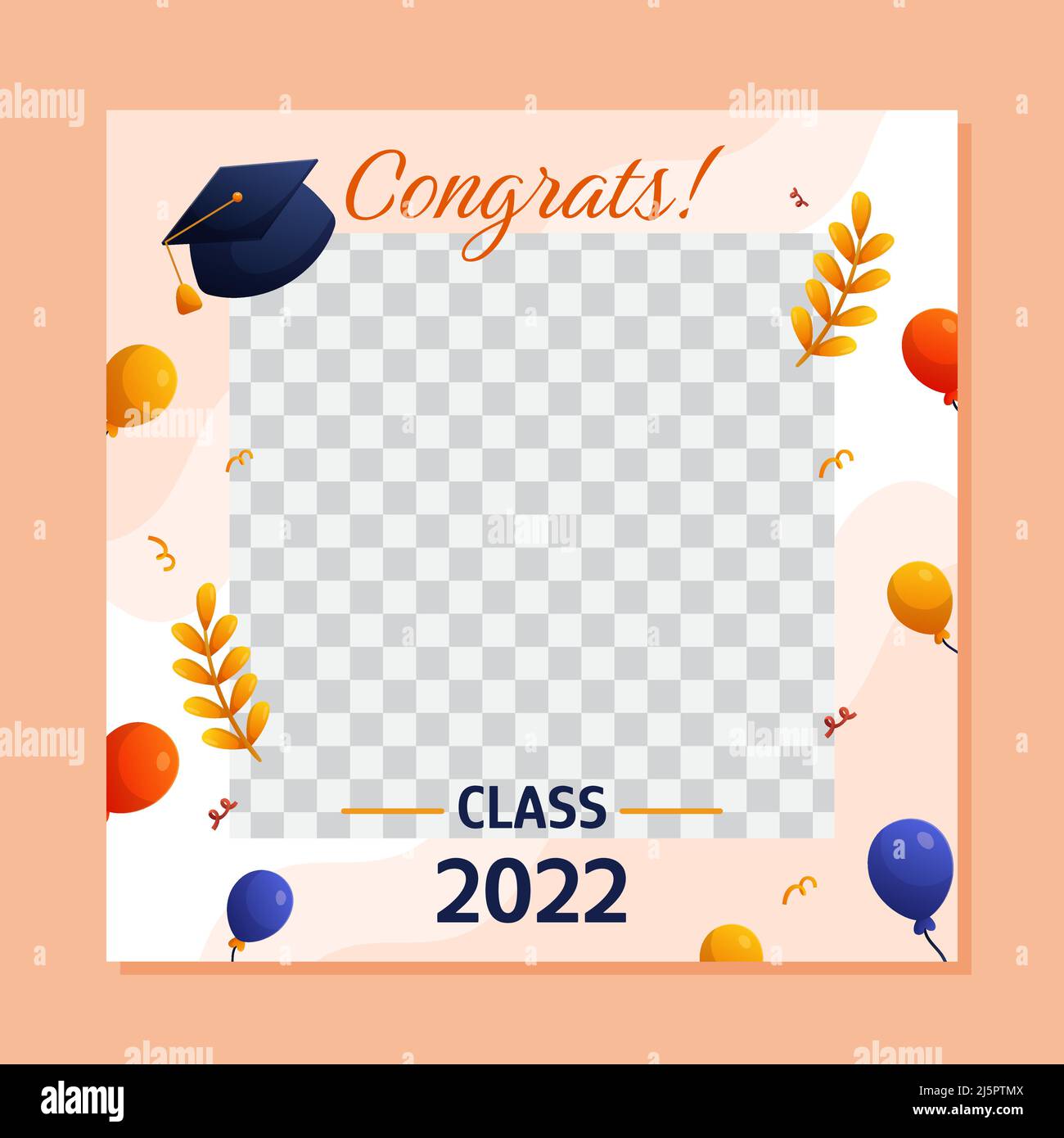 Graduation square social media template with empty space for student ...