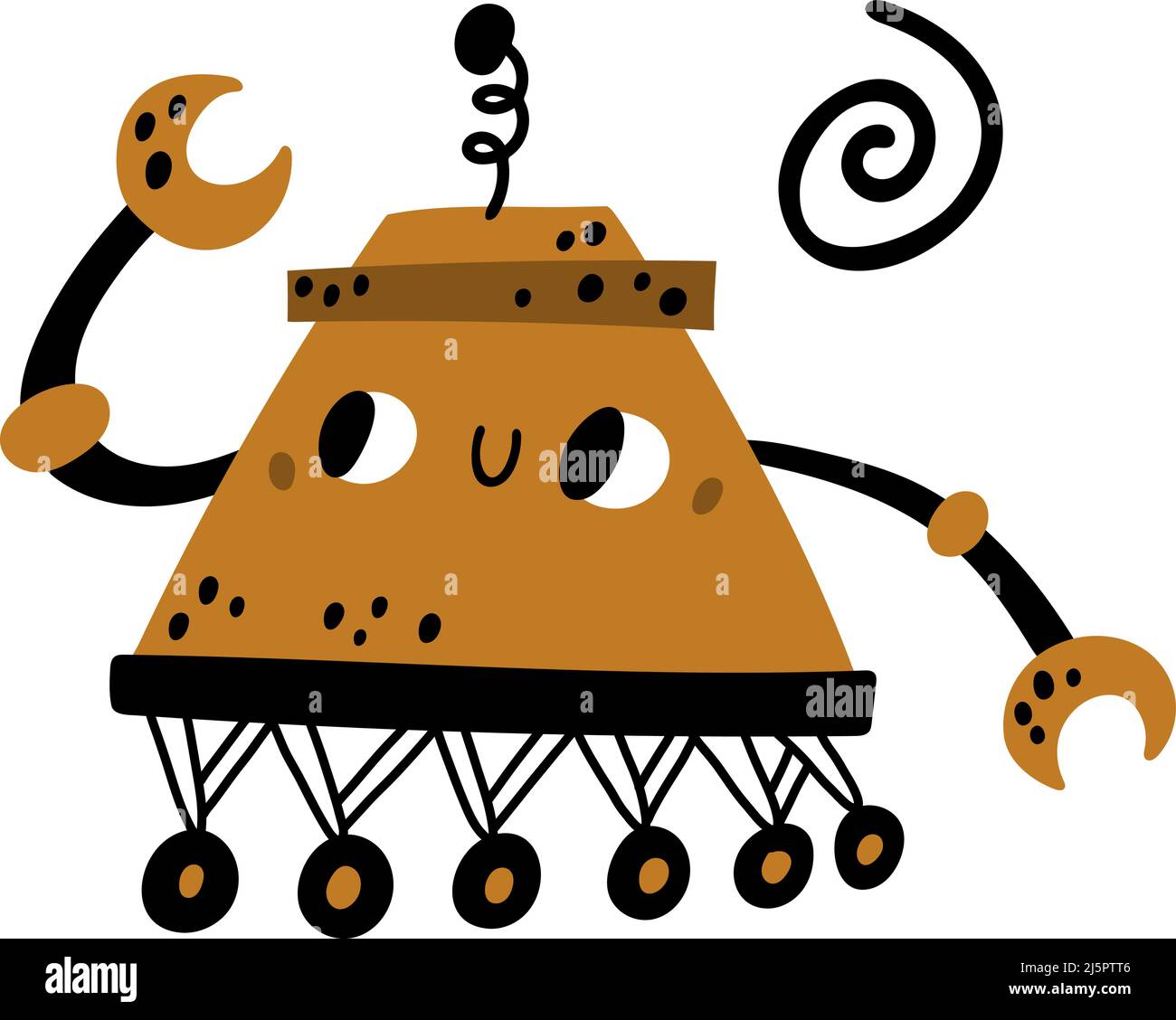 Space rover bot. Planet exploration robot in cute child style Stock ...