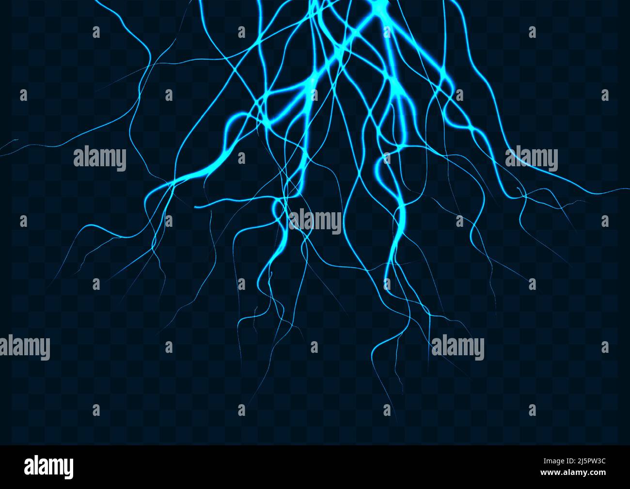 3d realistic background. Lightning effect of storm in the sky. Blue ...