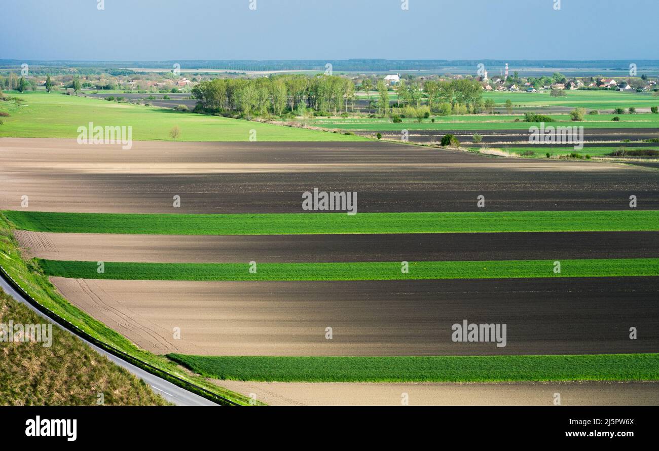 Aerial view striped field green hi-res stock photography and images - Alamy