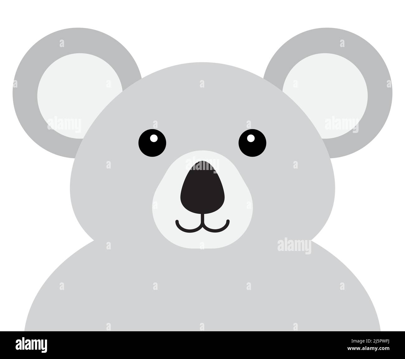 Vector flat cartoon koala face portrait isolated on white background ...