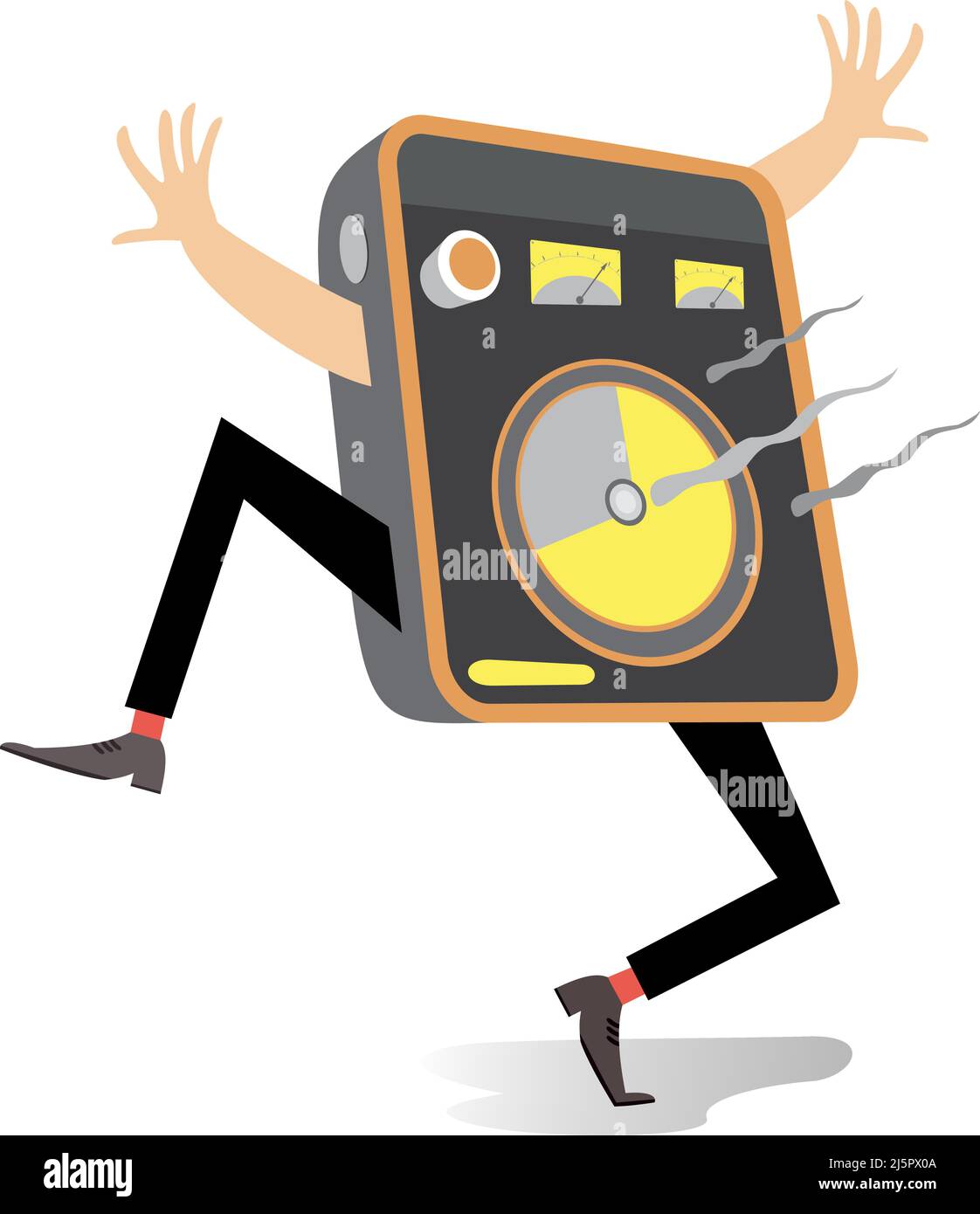 Funny dancing audio equipment illustration Cartoon happy boom box with ...
