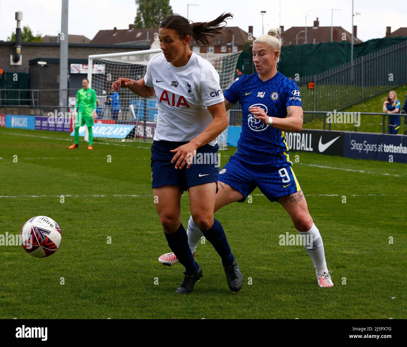 BARNET, ENGLAND - APRIL 24: L-R rl10 holds of Chelsea Women Bethany ...