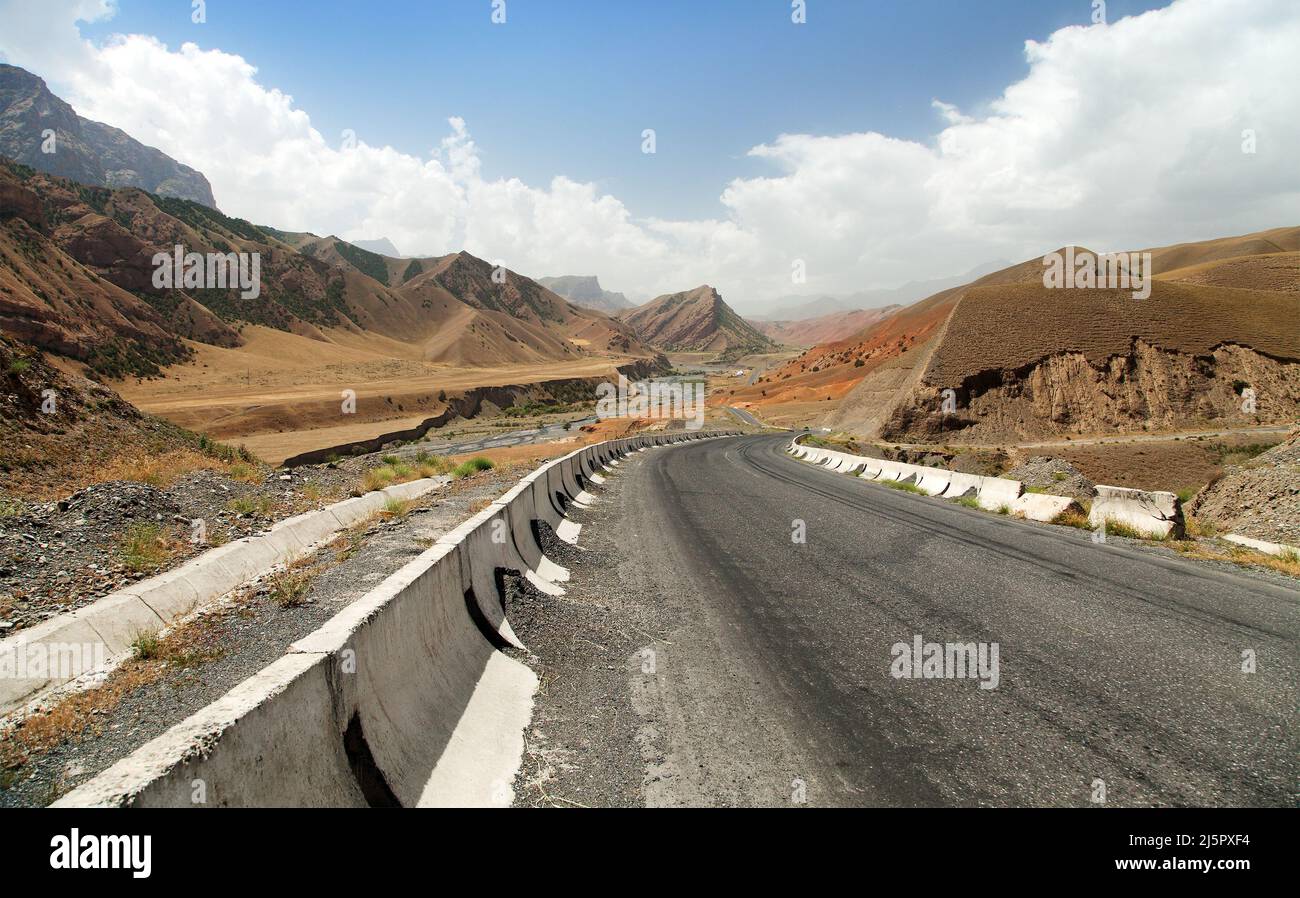 Pamir highway or pamirskij trakt. Landscape around Pamir highway M41 ...