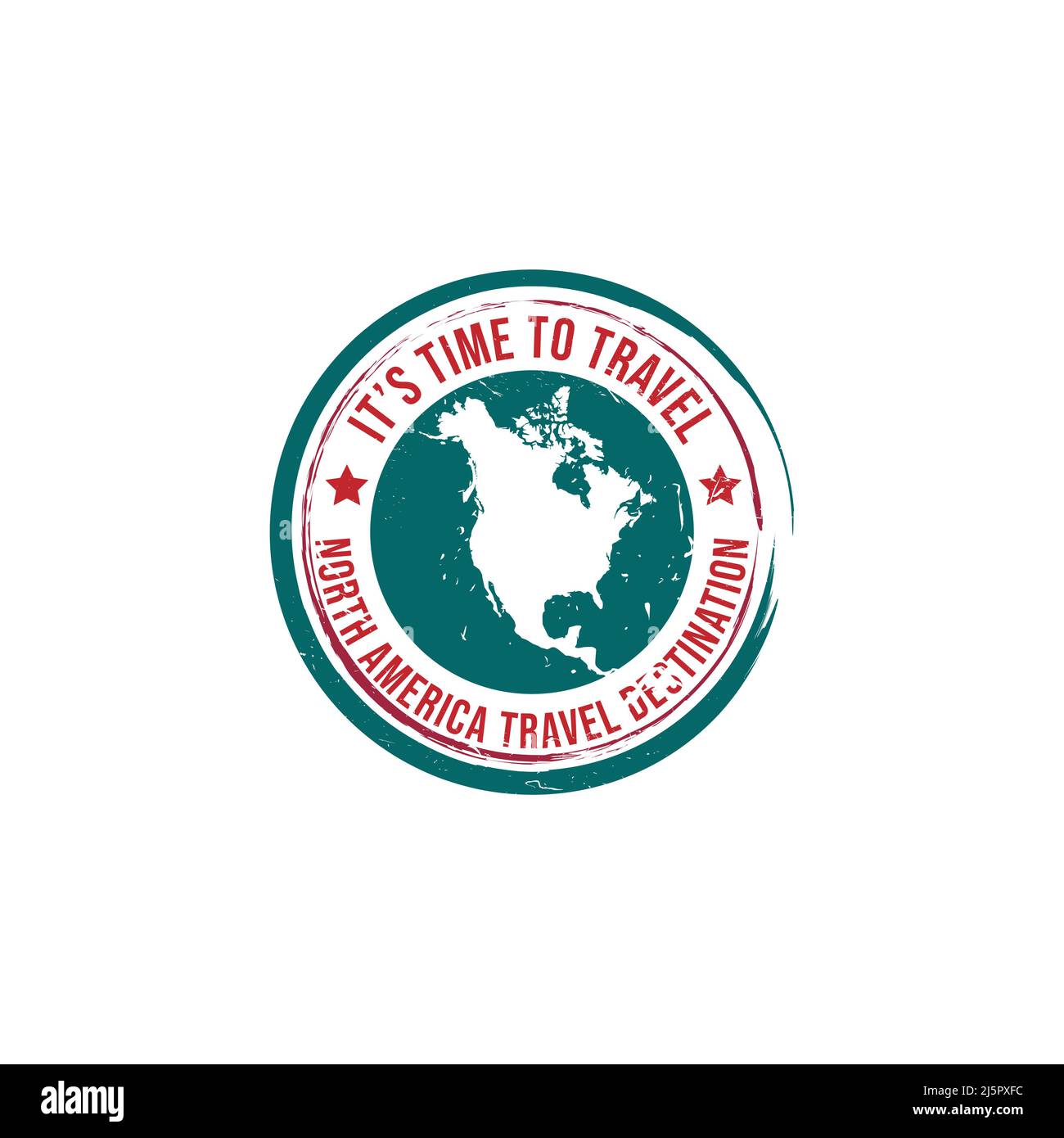 Grunge rubber stamp with the text North America travel destination ...