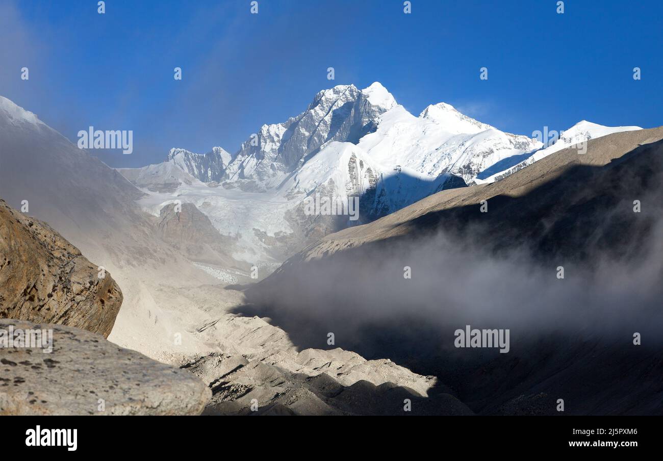 View of Everest Lhotse and Lhotse Shar from Barun valley, Nepal ...