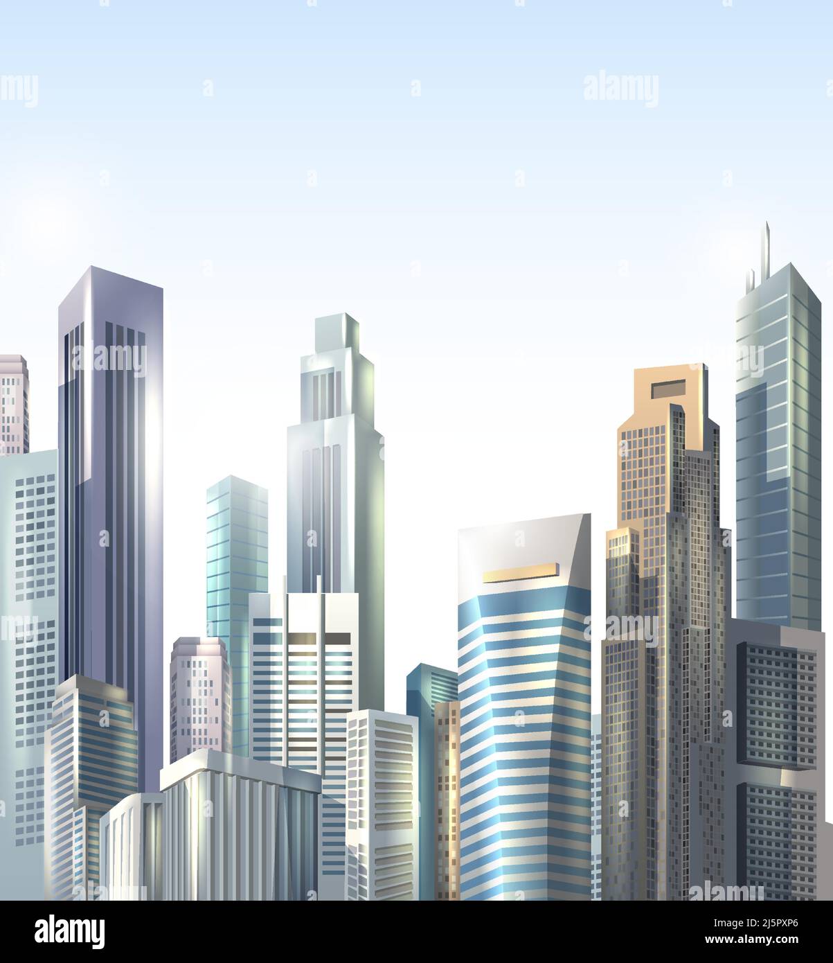realistic vector background. Realistic city road skyscrapers, bussines ...