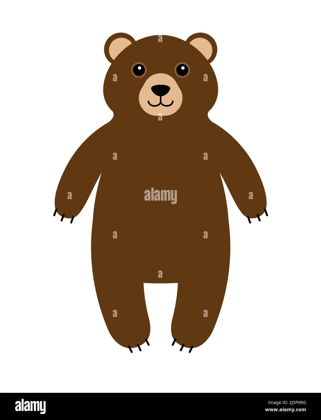 Vector flat cartoon brown grizzly bear isolated on white background ...
