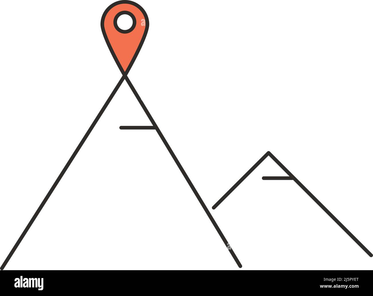 Mountain career path with top peak vector icon. Success, goal ...