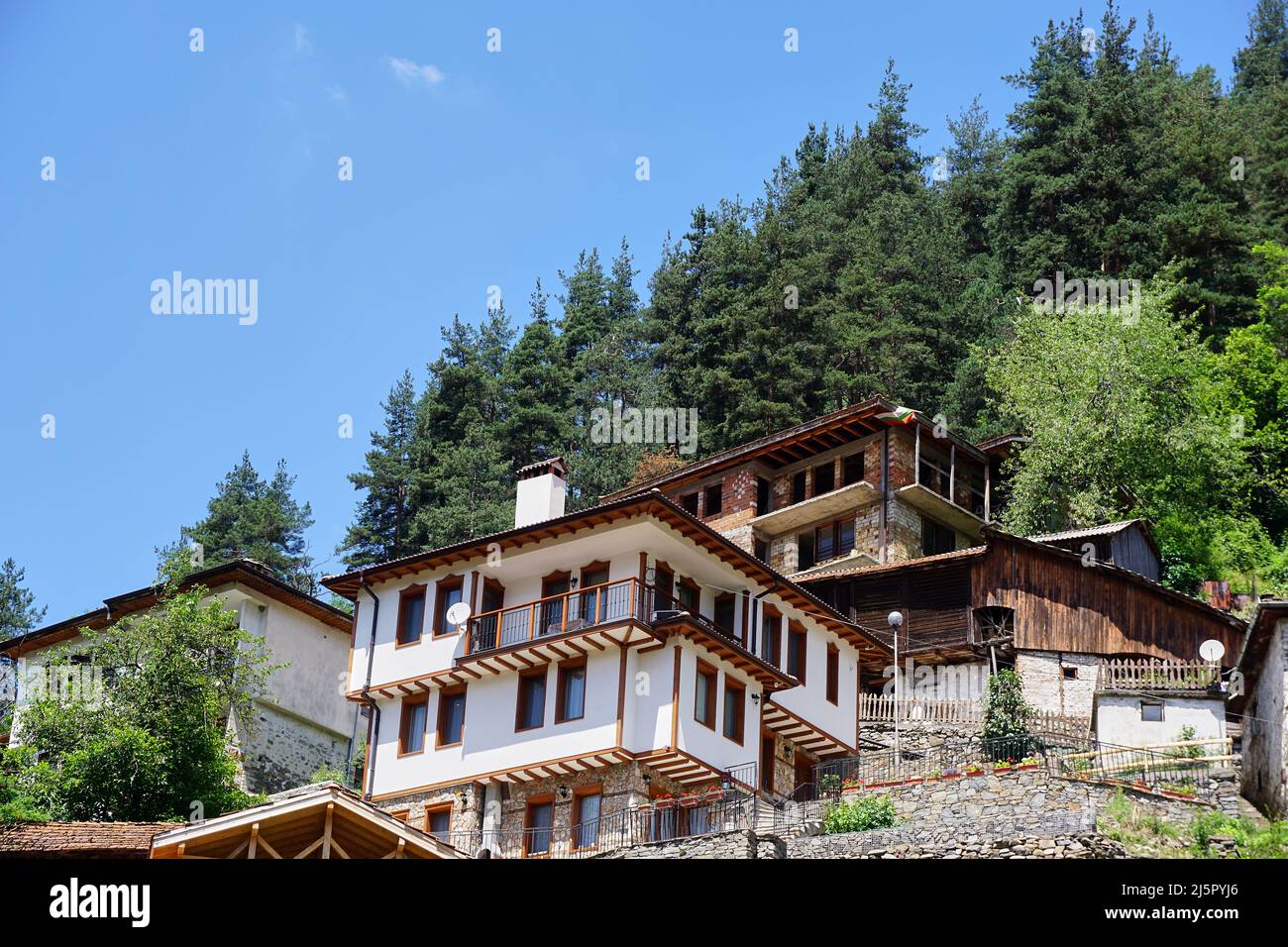 Traditional houses of Shiroka Laka village in Rhodope mountains ...