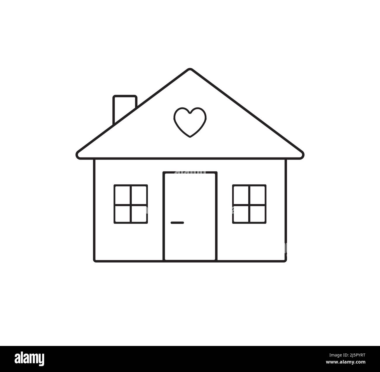 Vector flat outline country house isolated on white background Stock ...