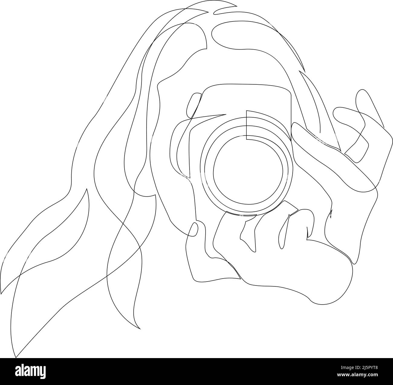 Single one line drawing photographer of paparazzi taking photo with ...