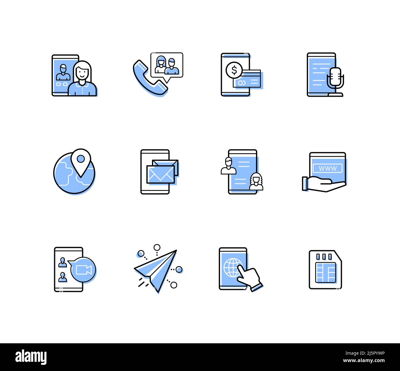 Modern communication - modern line design style icons set Stock Vector ...