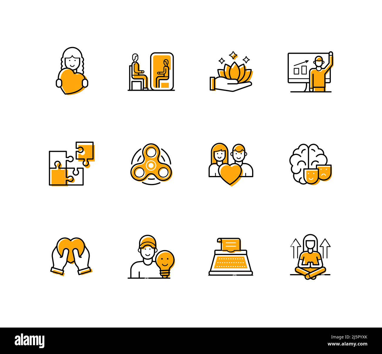 Mental health outline icons Cut Out Stock Images & Pictures - Alamy