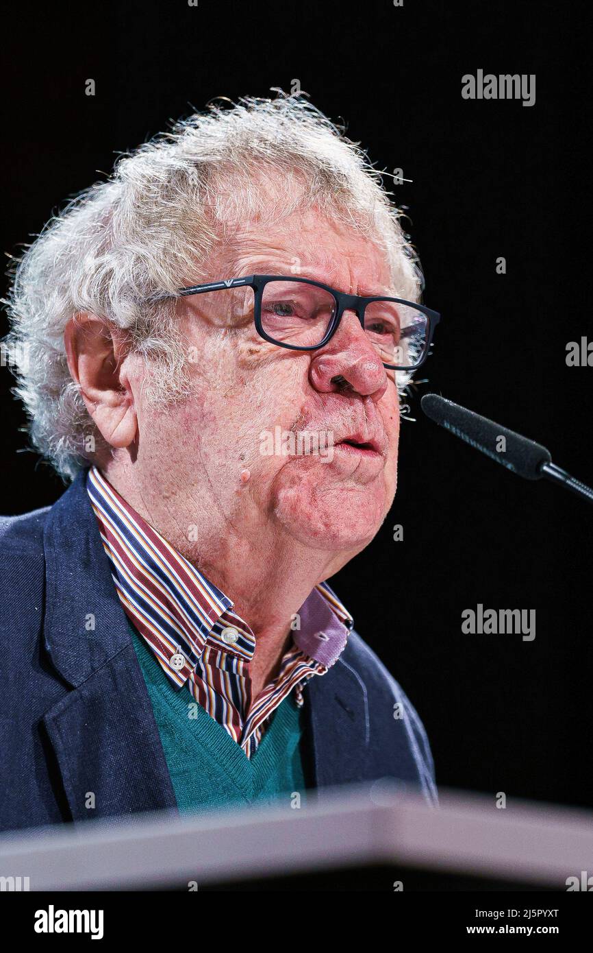 Ian Gibson, an Irish author and Hispanist delivers a speech during the ...