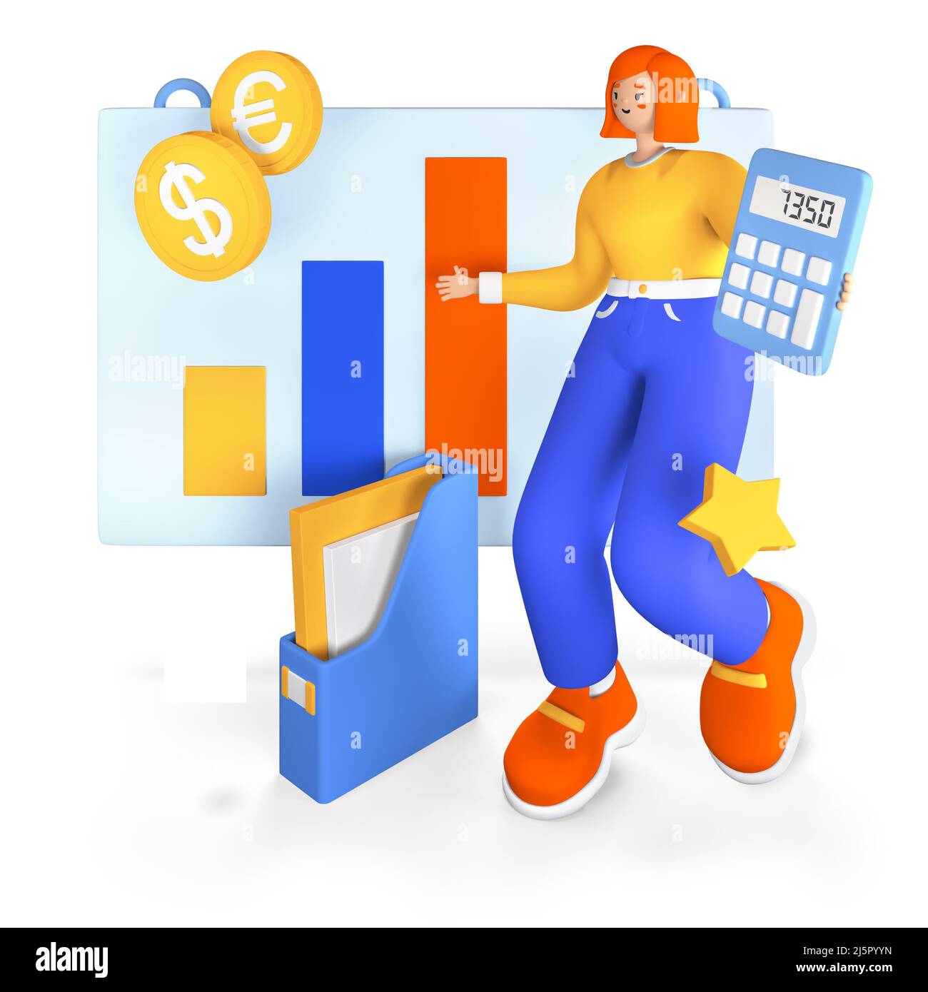 Business spending analytics - modern realistic colorful 3d illustration ...