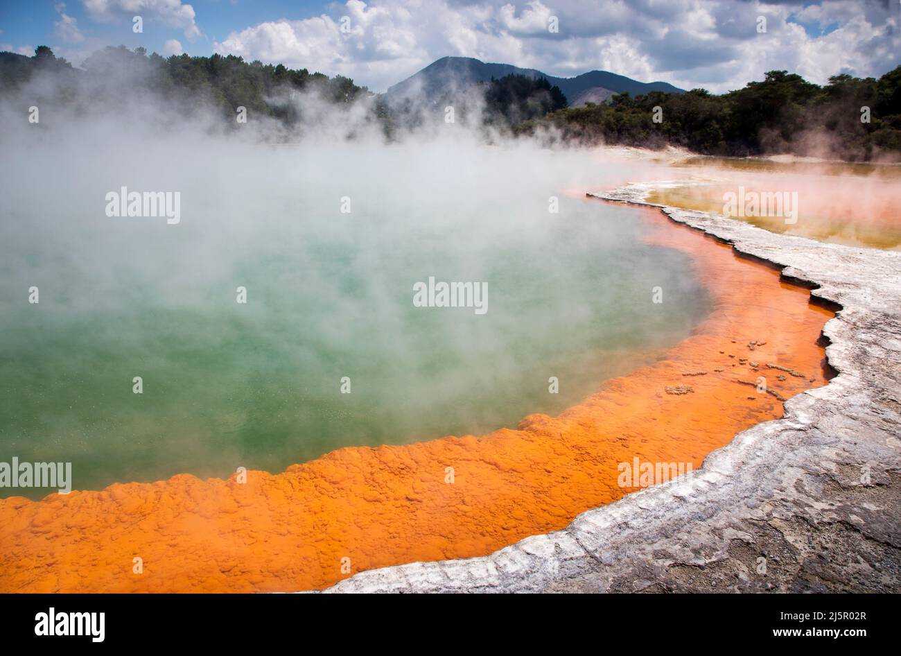 The Champagne Pool geothermal spring inthe Wai-O-Tapu park. Waiotapu ...