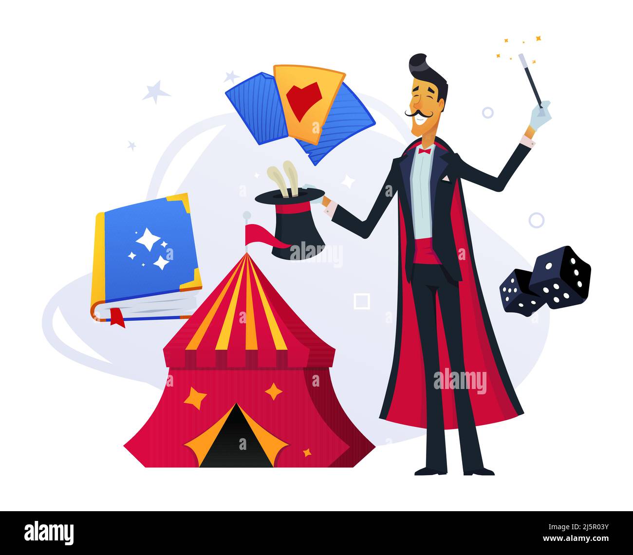 Magician at a circus performance - modern colored vector poster Stock ...