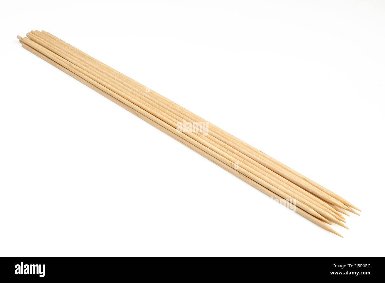 Collection of wooden skewer sticks isolated on white background Stock ...