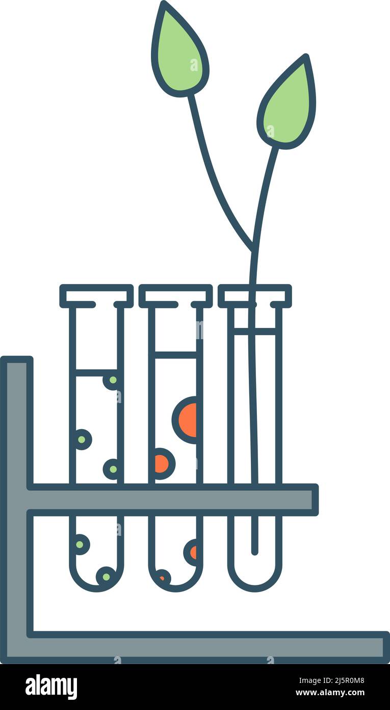 Chemical flask with plant leaf science lab research and test vector ...