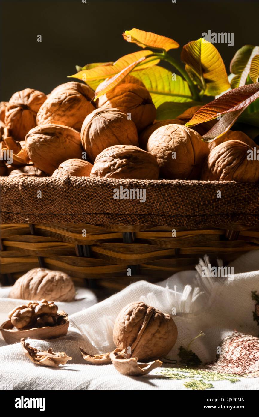 Basket whole walnuts nutcracker hi-res stock photography and images - Alamy
