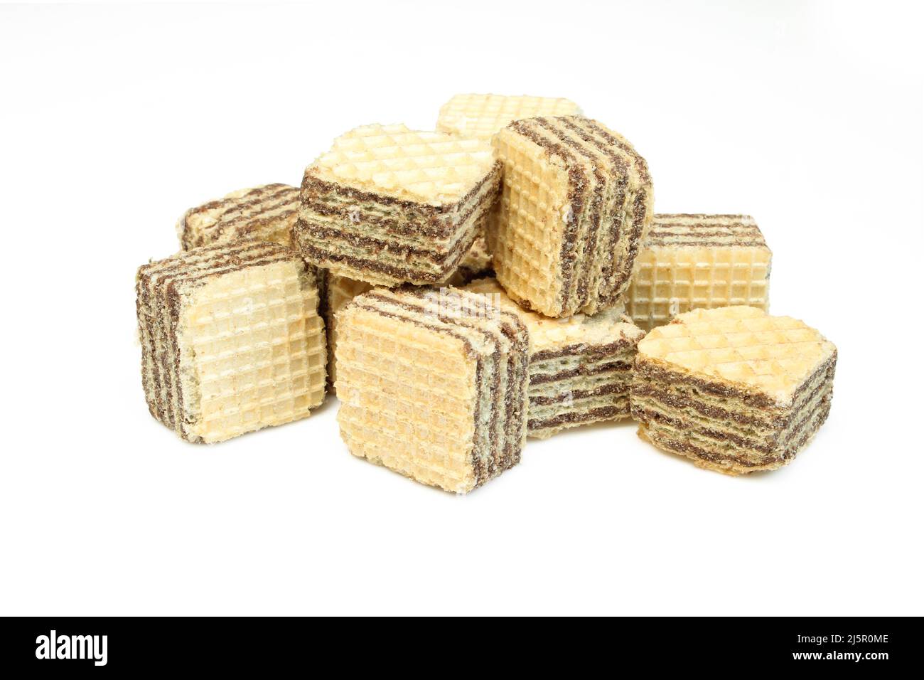 Pile of wafer cubes isolated on white background Stock Photo - Alamy